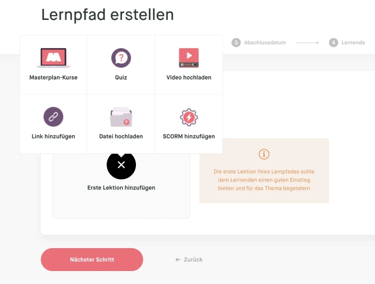 Masterplan Tutorials: Lernpfade erstellen