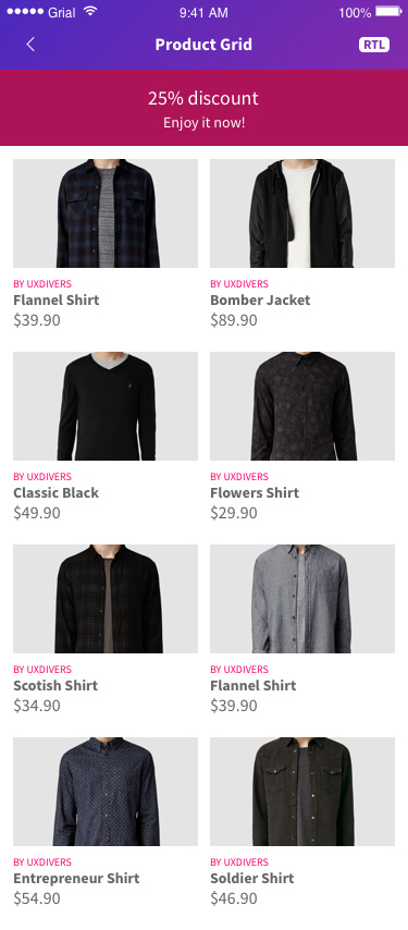 Product Grid Page - Grial UI Kit For Xamarin Forms