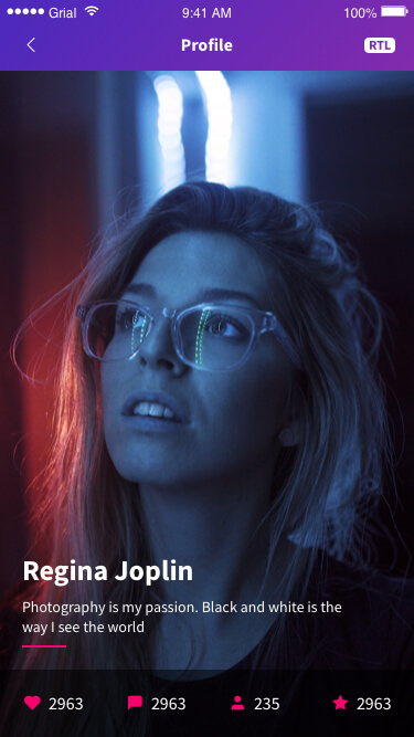 Profile Page - Grial UI Kit For Xamarin Forms