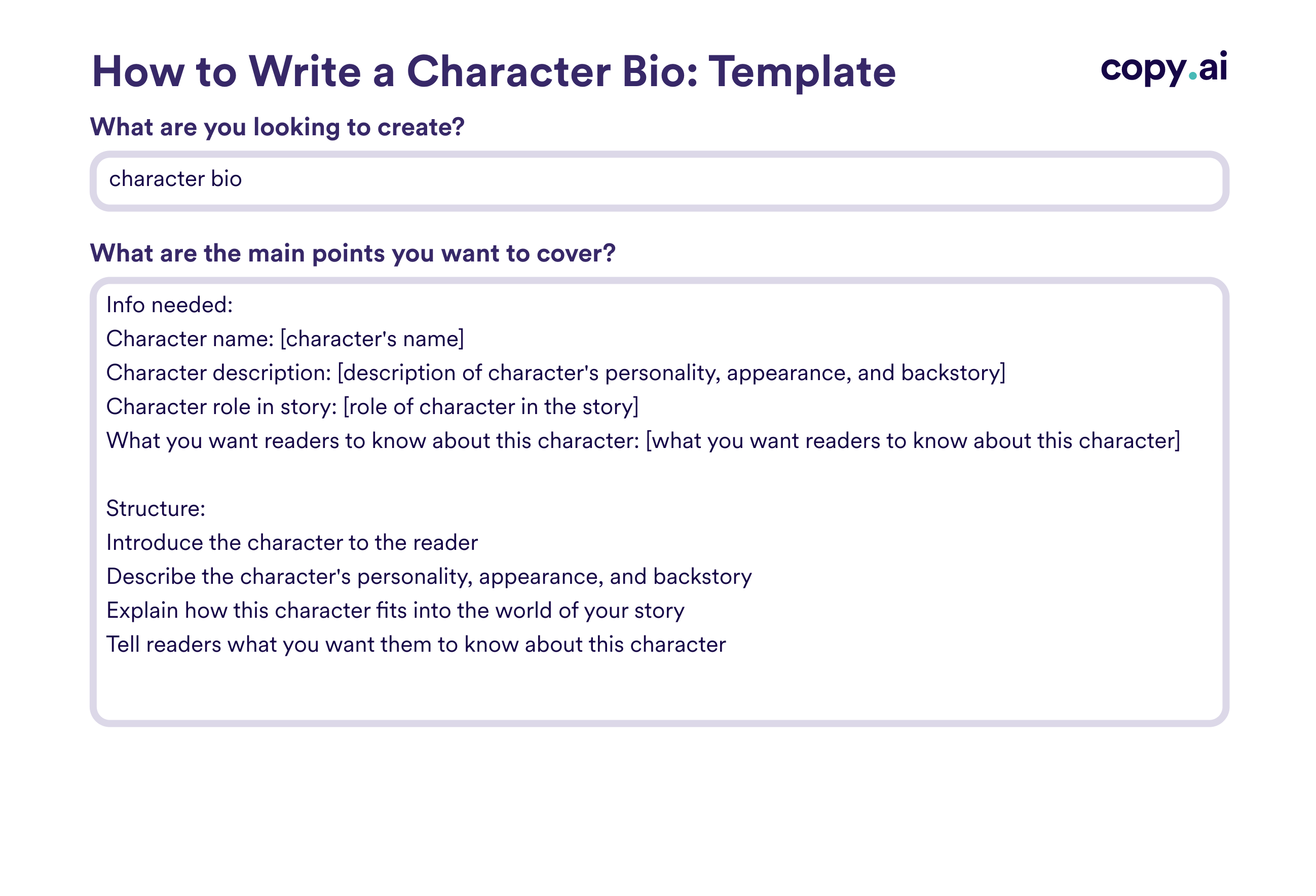Character Bio Templates How To Write Examples
