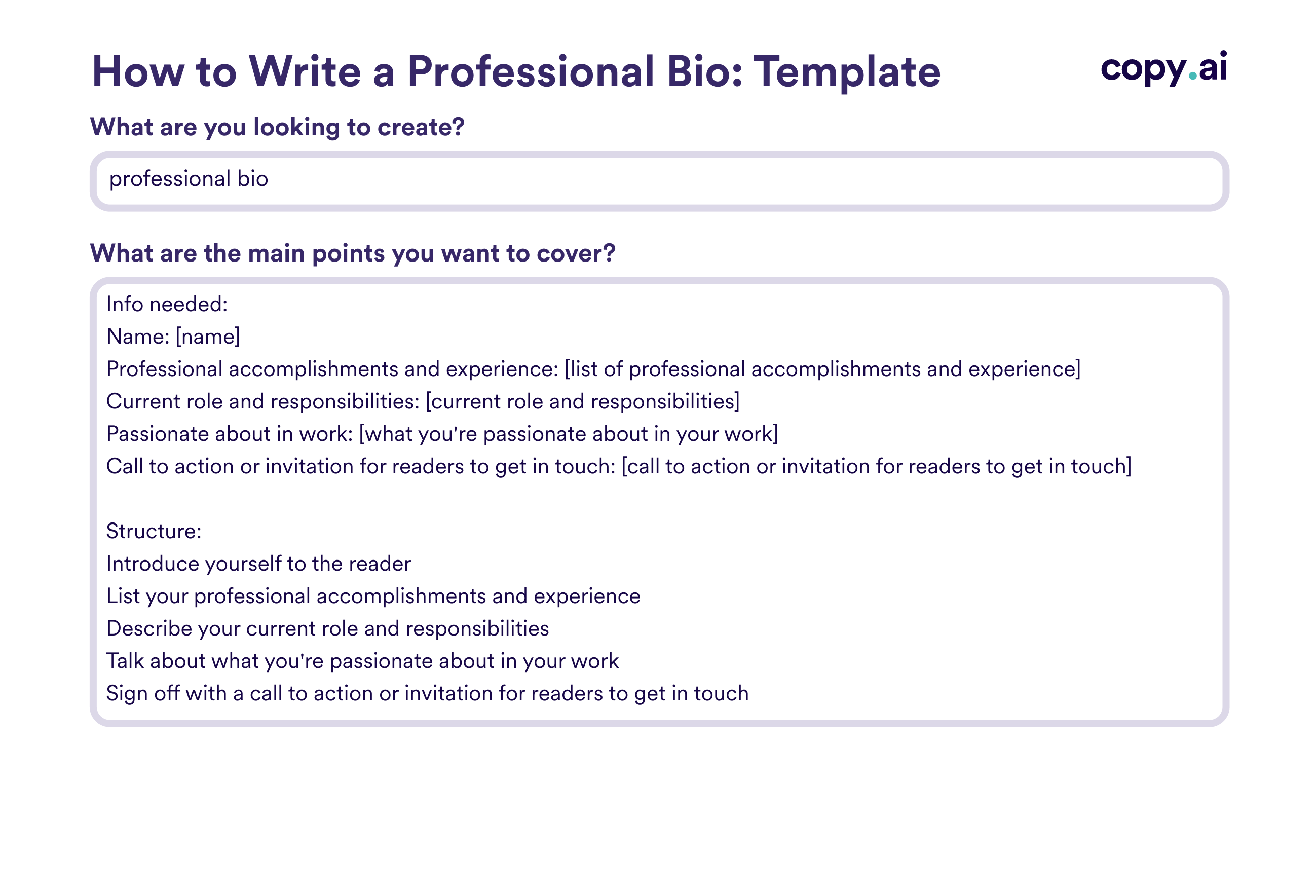 Professional Bio Templates How To Write Examples