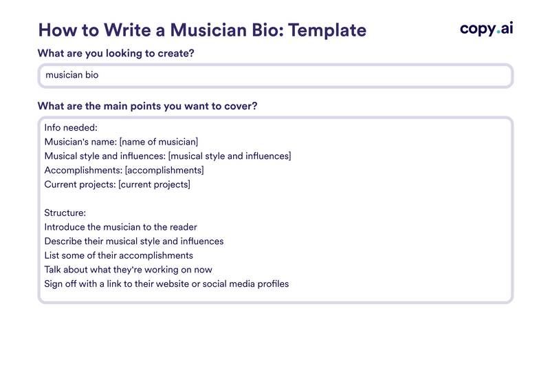 Musician Bio Templates How To Write Examples