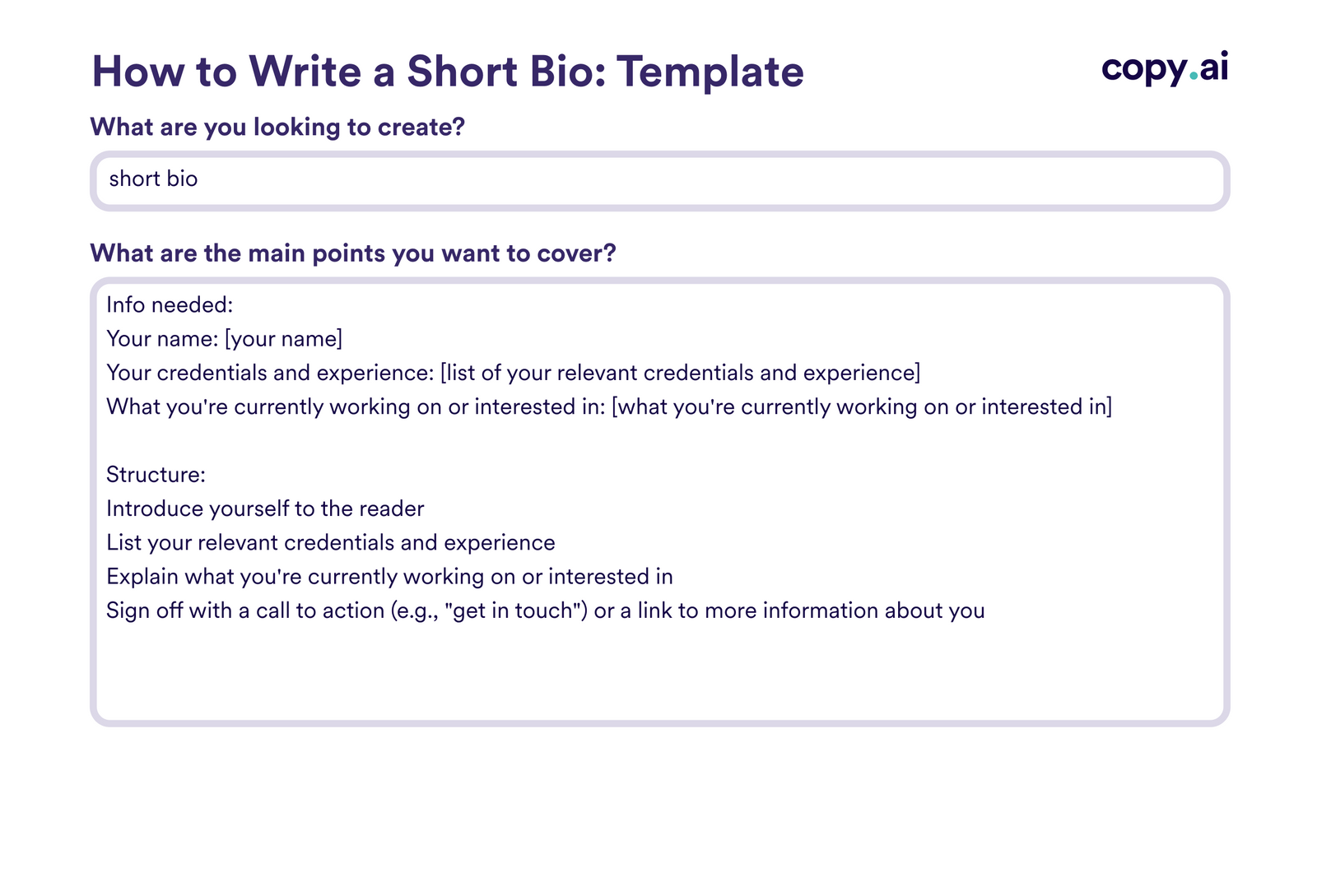Short Bio Templates How To Write Examples