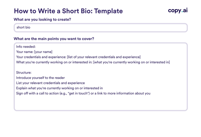 Short Bio Templates How To Write Examples