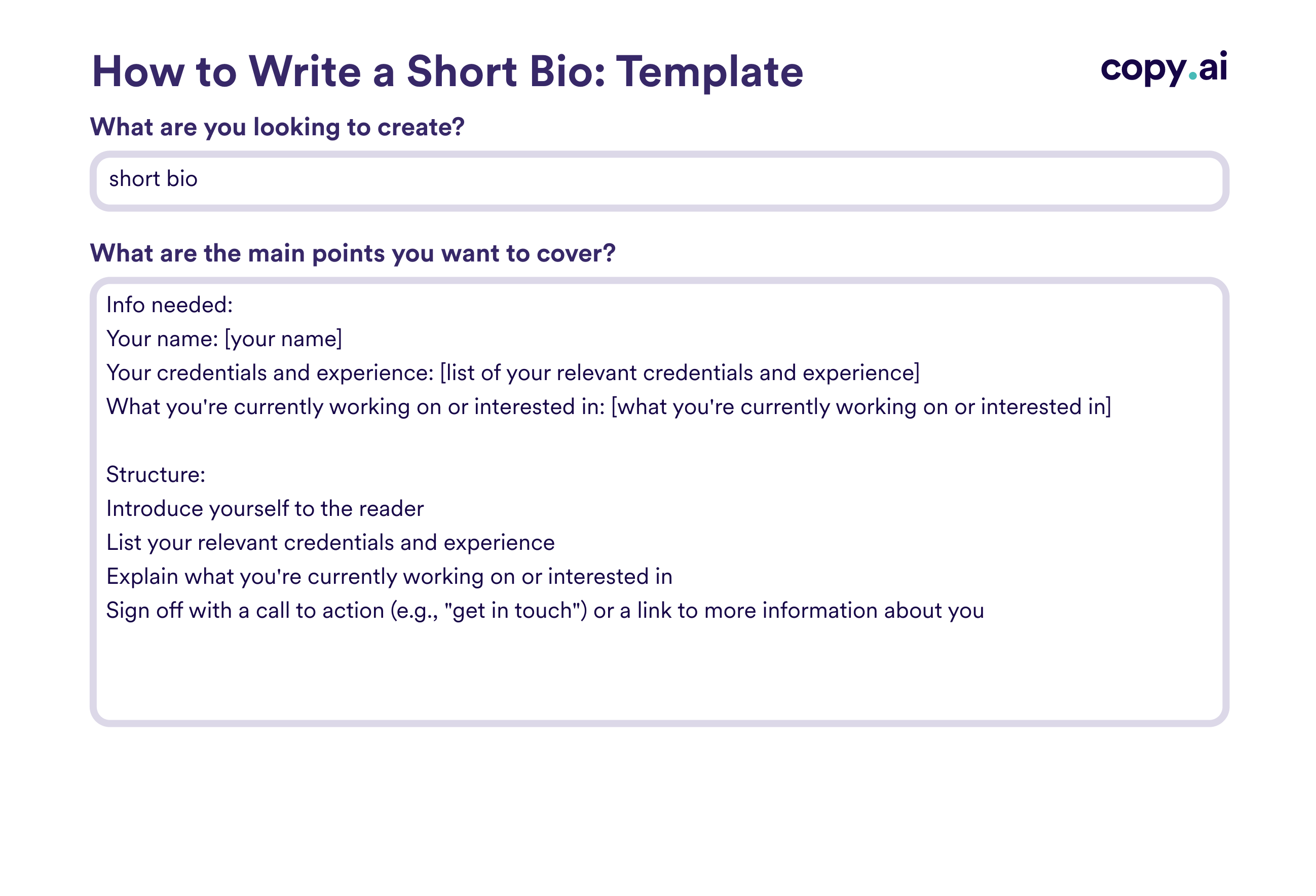 Short Bio Templates How To Write Examples