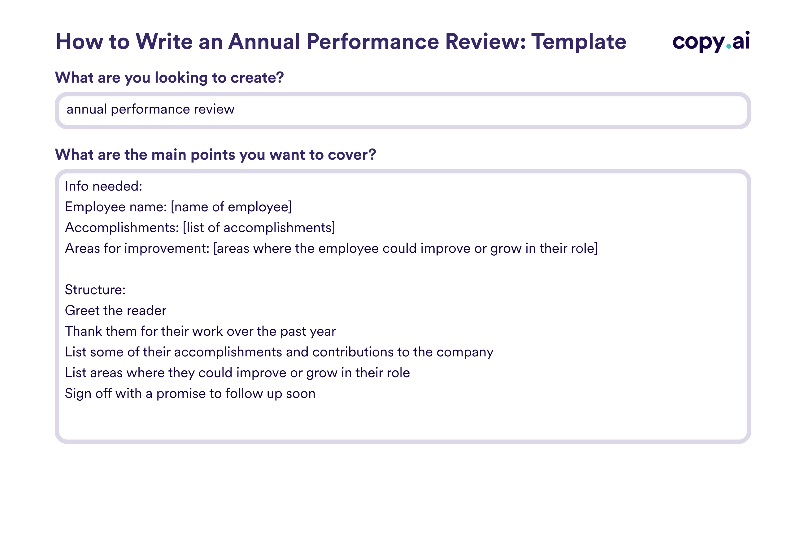 Annual Performance Review Templates How To Write Examples