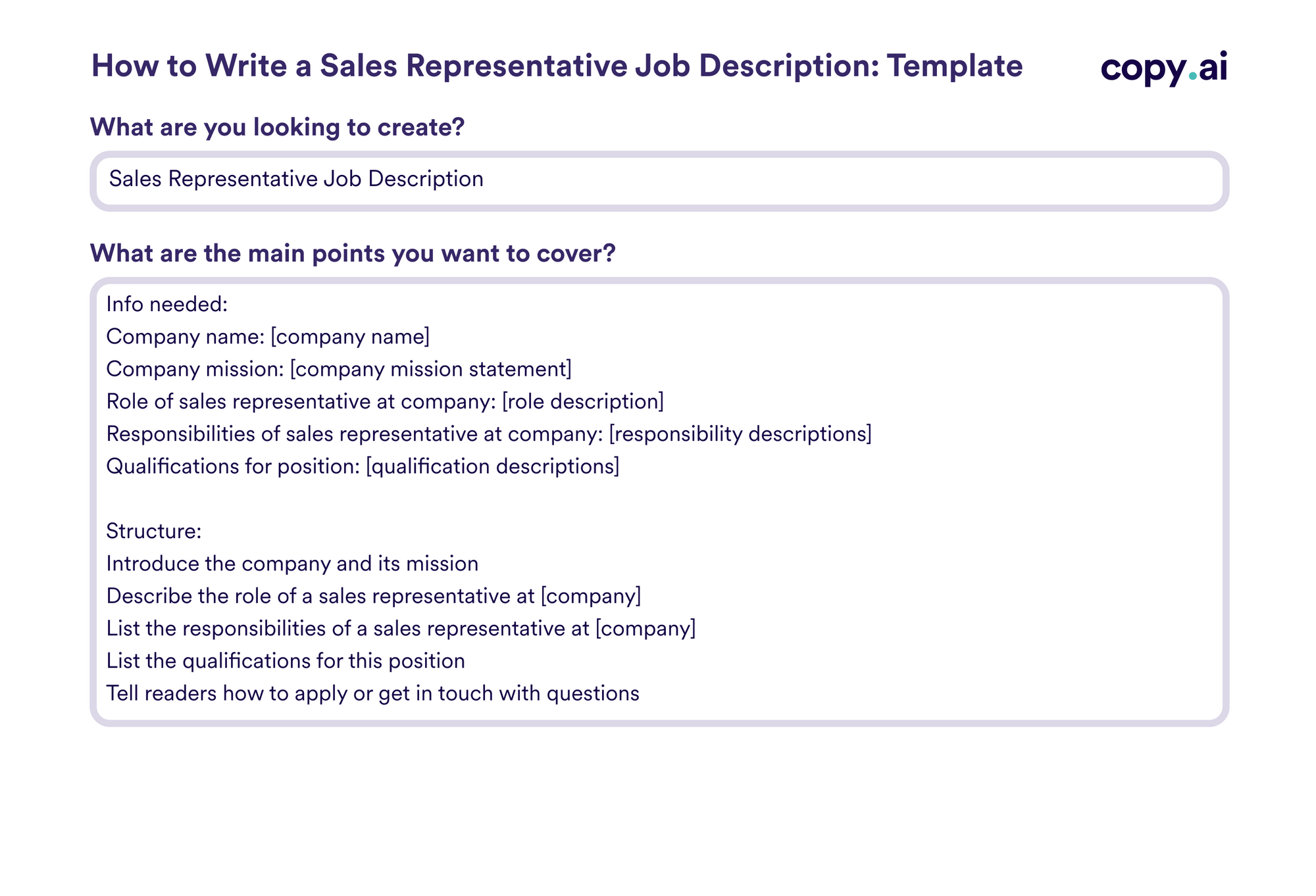 Sales Representative Job Description Templates: How To Write & Examples