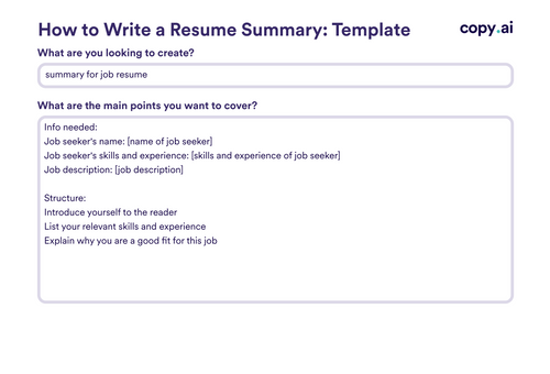 Summary For Job Resume Templates: How To Write & Examples
