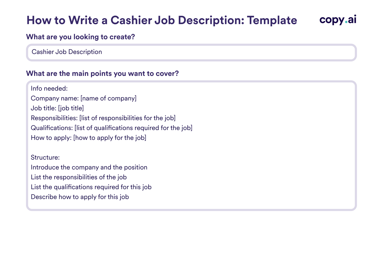 Cashier Job Description Templates: How To Write & Examples