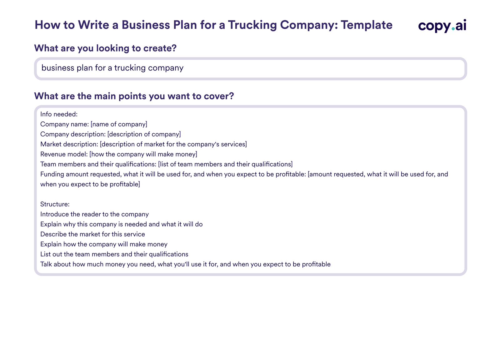 Business Plan For A Trucking Company Templates: How To Write & Examples