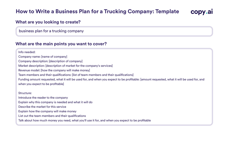 Business Plan For A Trucking Company Templates: How To Write & Examples