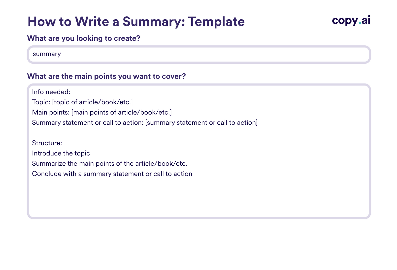 Summary Templates: How To Write & Examples