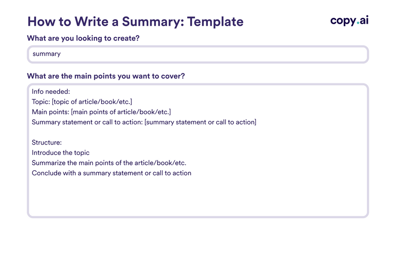 Summary Templates How To Write Examples Summary Templates How To Write Examples