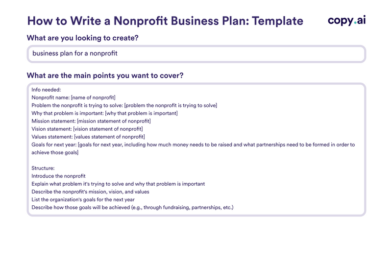 Business Plan For A Nonprofit Templates How To Write Examples