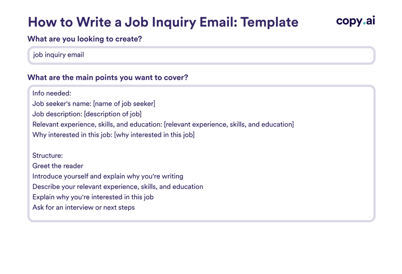 Job Inquiry Email Templates: How To Write & Examples