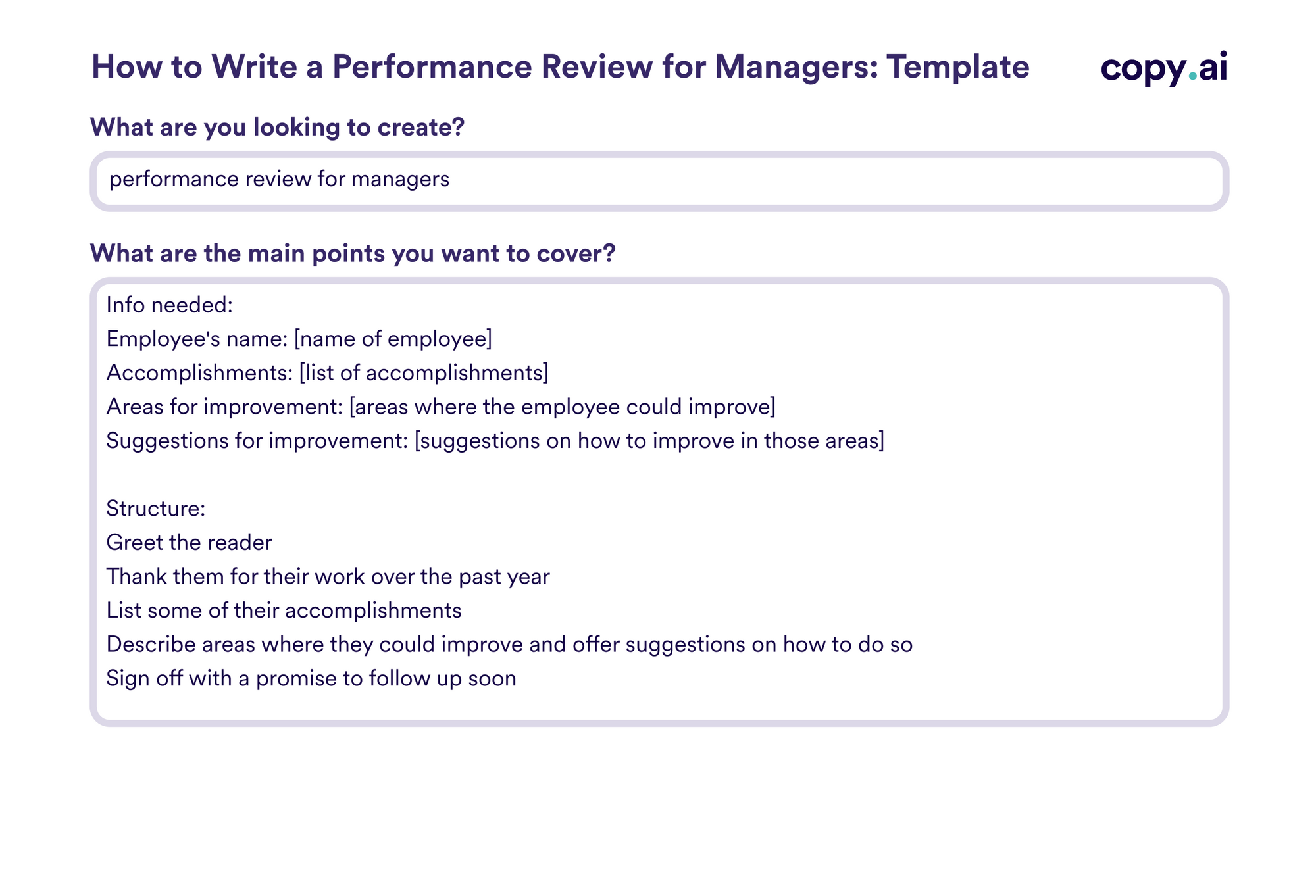 Performance Review For Managers Templates: How To Write & Examples