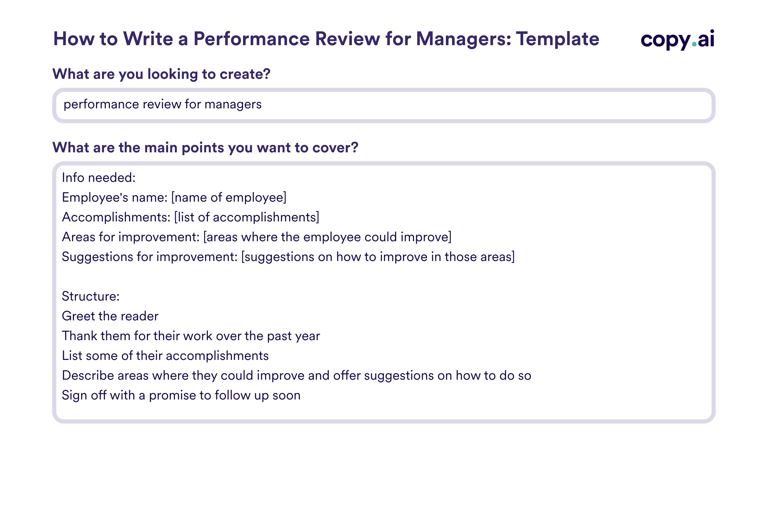 Performance Review For Managers Templates How To Write Examples