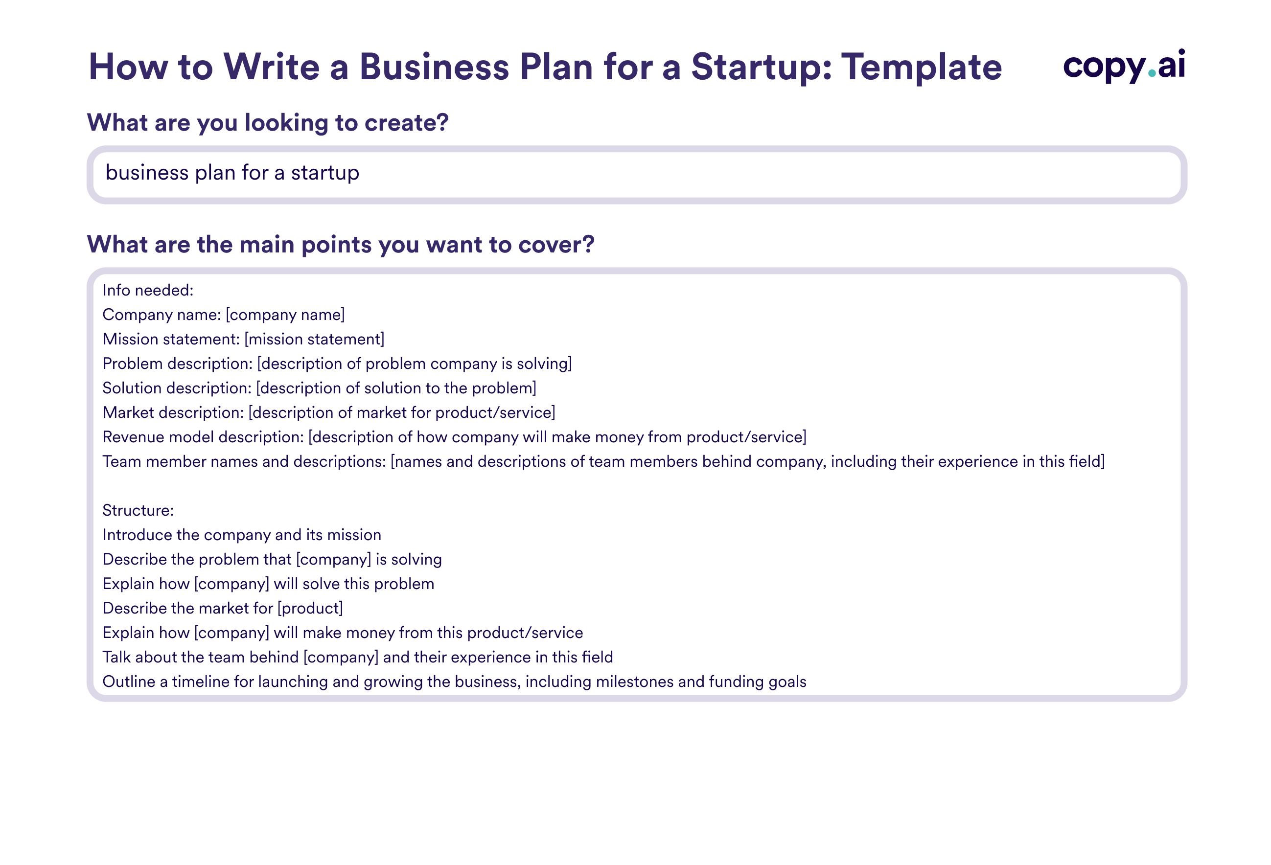 Business Plan For A Startup Templates How To Write Examples