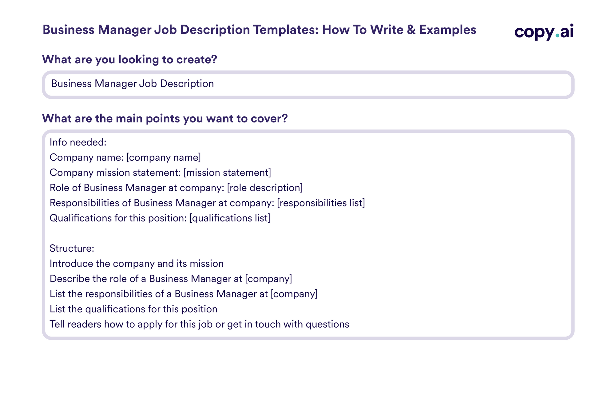 Business Manager Job Description Templates: How To Write & Examples