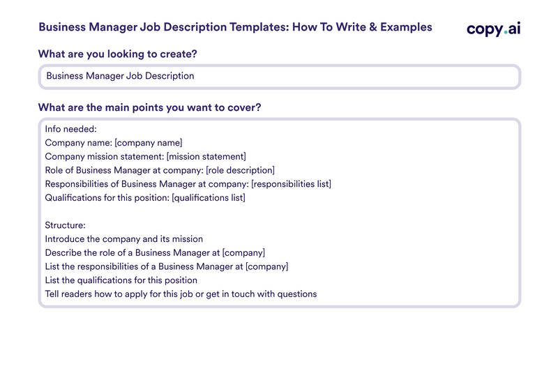 Business Manager Job Description Templates: How To Write & Examples