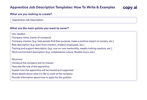 Apprentice Job Description Templates: How To Write & Examples