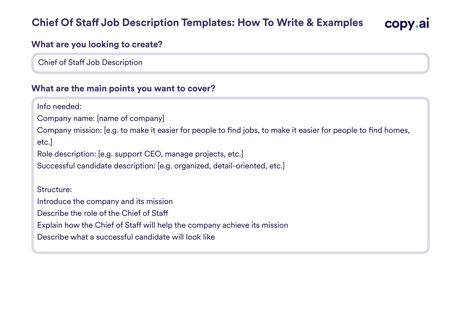Chief Of Staff Job Description Templates: How To Write & Examples