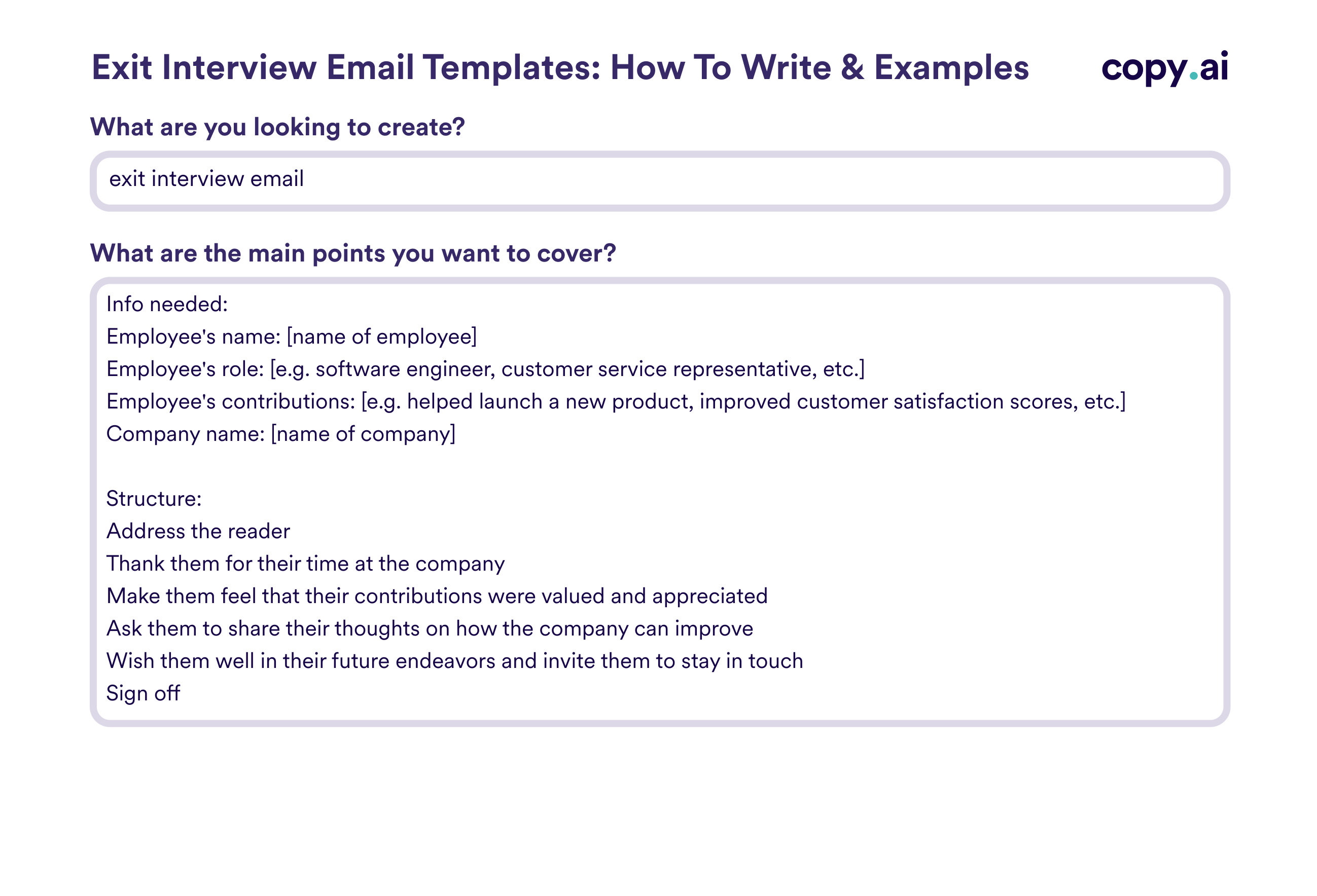 Exit Interview Email Templates How To Write Examples