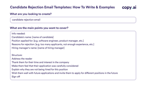 Candidate Rejection Email Templates: How To Write & Examples