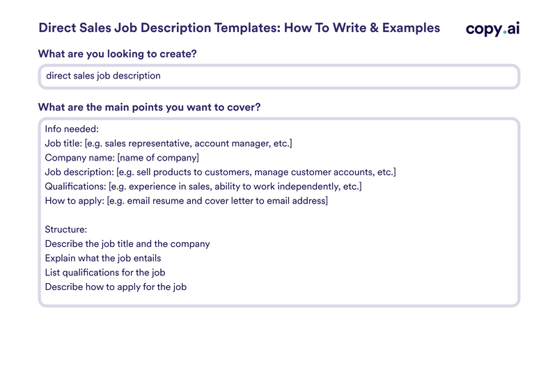 Direct Sales Job Description Templates: How To Write & Examples