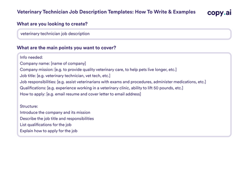 Veterinary Technician Job Description Templates: How To Write & Examples