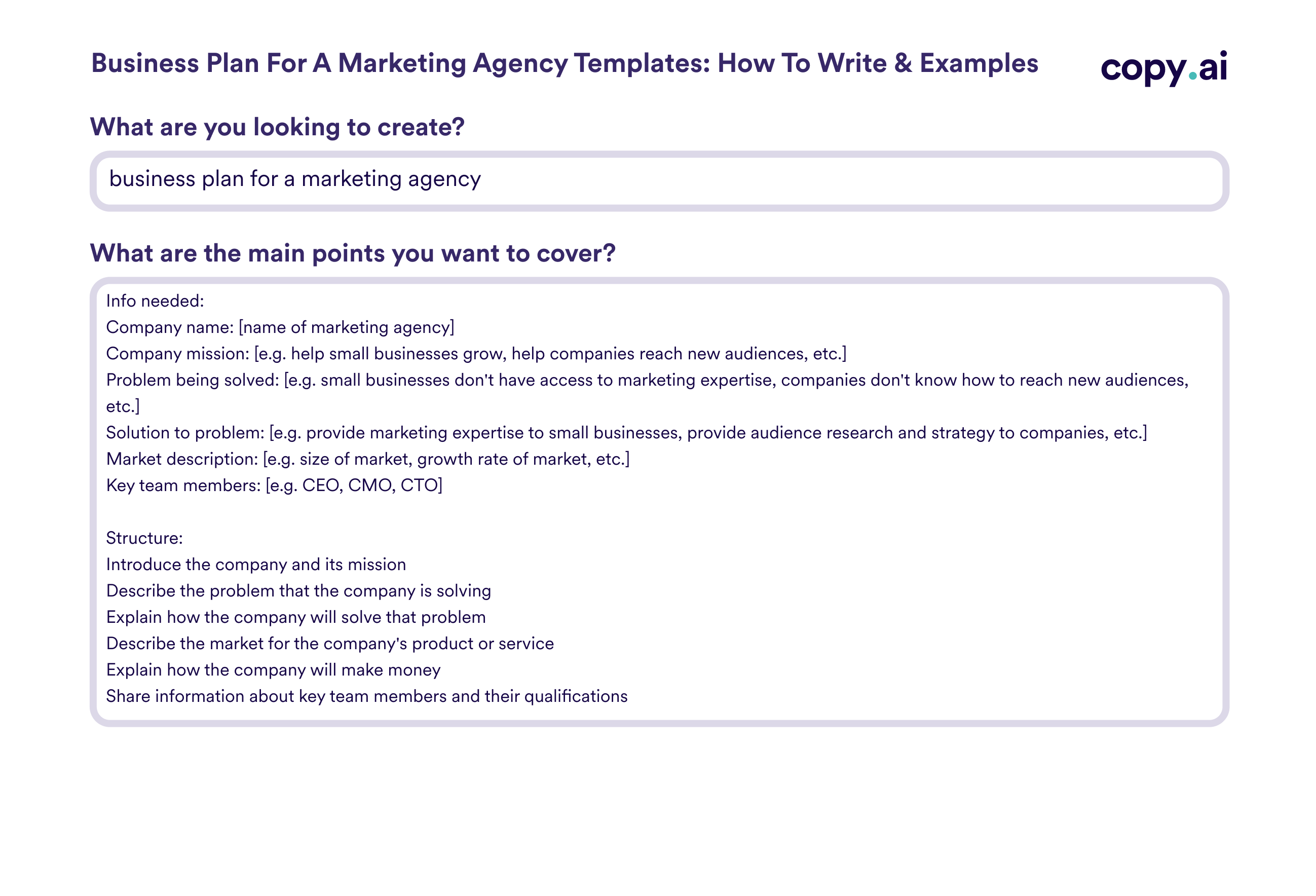Business Plan For A Marketing Agency Templates How To Write Examples