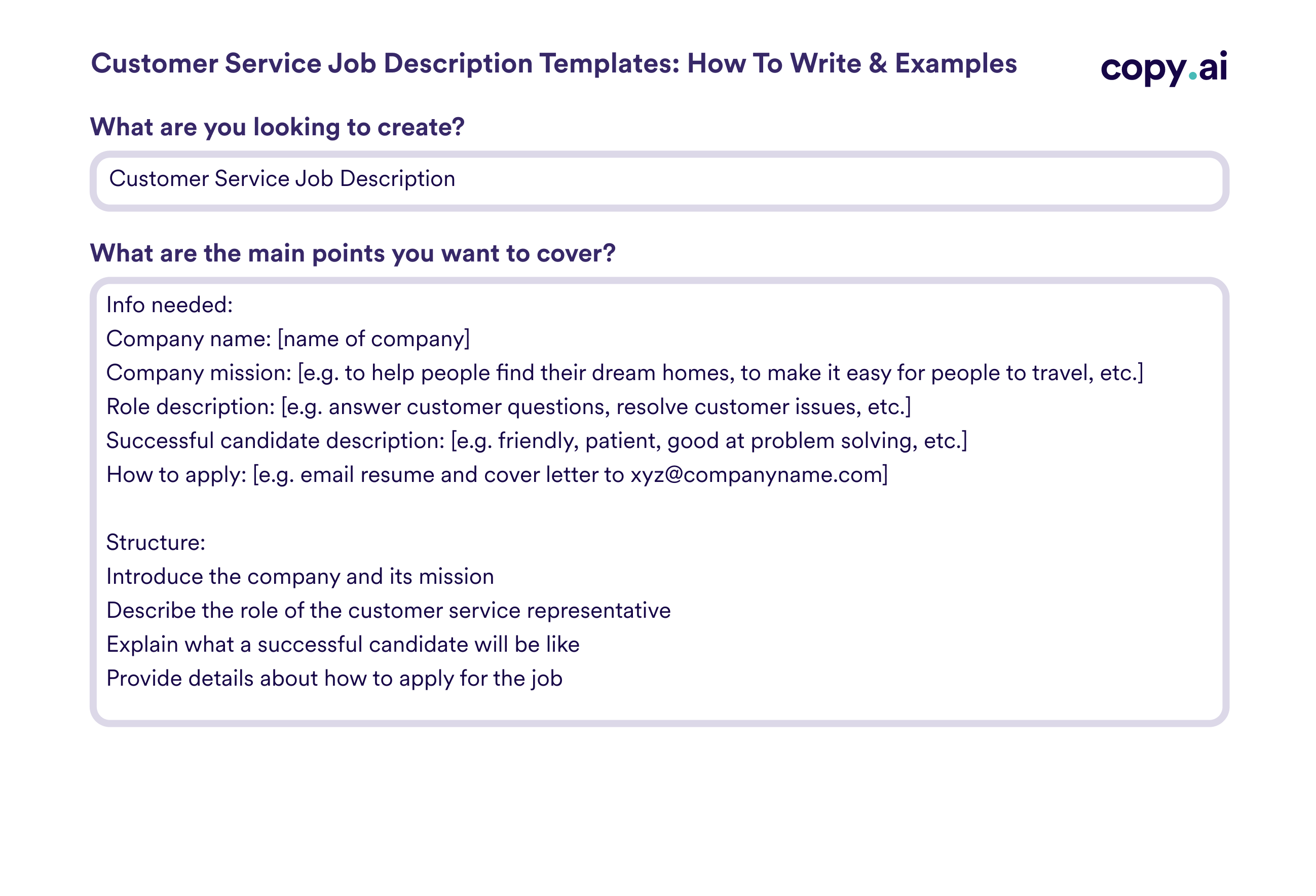 Job Profile Examples