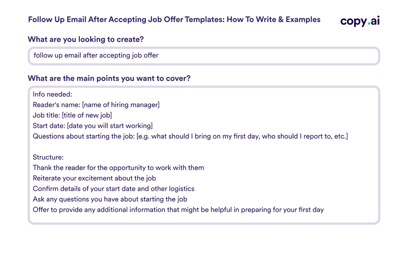 Follow Up Email After Accepting Job Offer Templates: How To Write ...