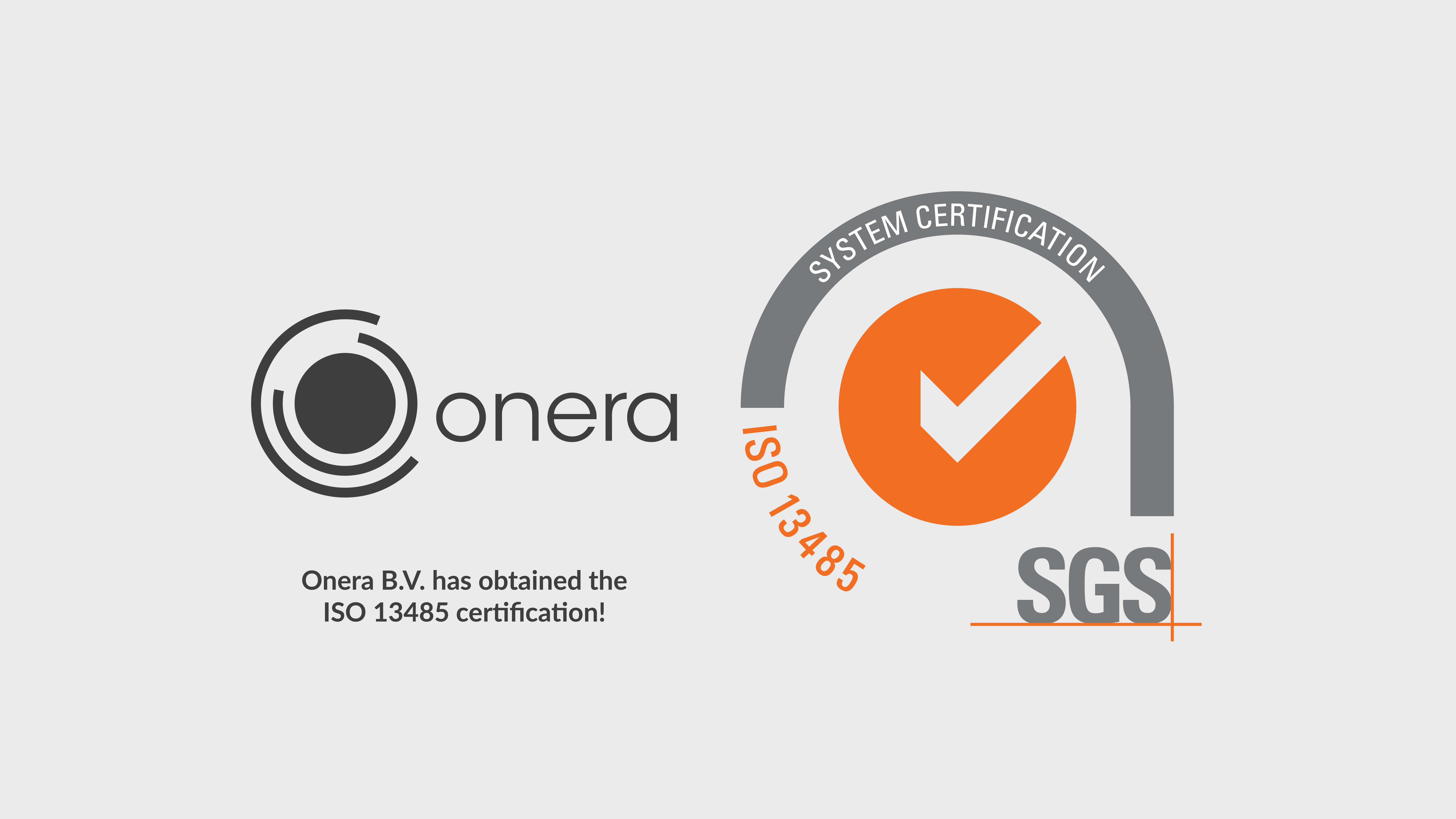 Onera obtained ISO 13485 certification