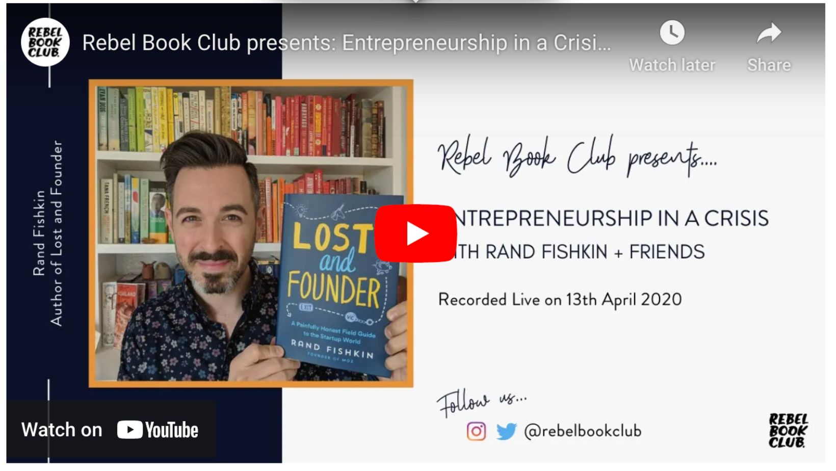 Rebel Book Club - Entrepreneurship in a Crisis with Rand Fishkin ...