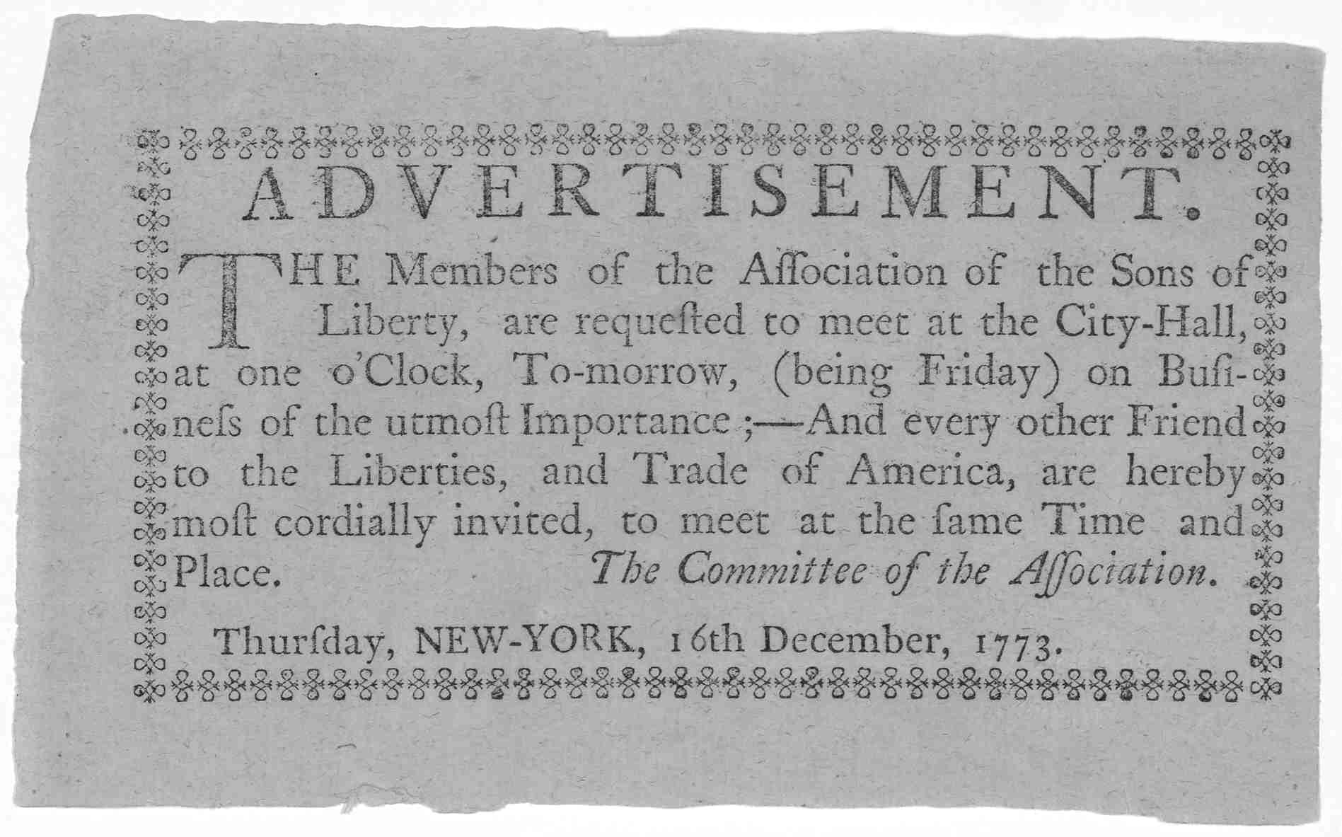 The New York Tea Party of 1774