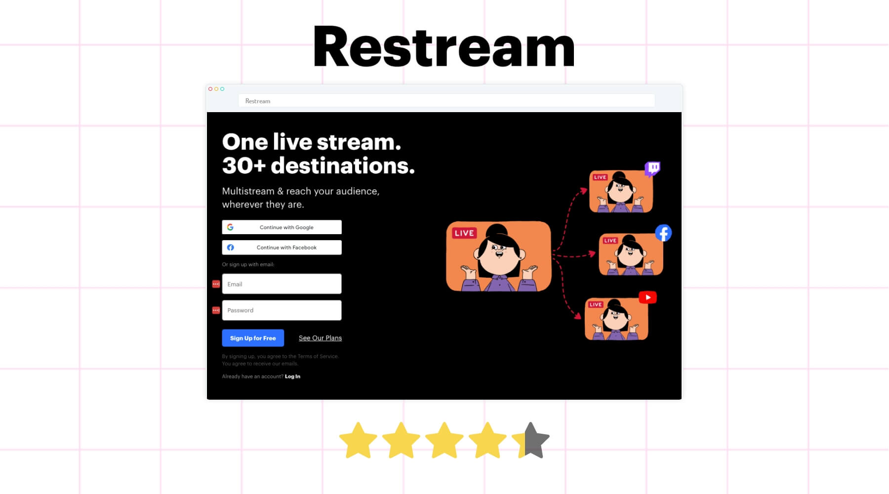 Restream - Avis & Fonctionnalités | Trouve Ton SAAS