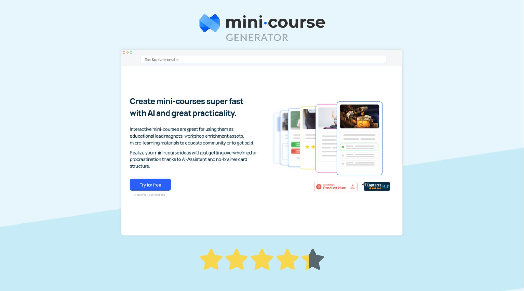 Mini-course generator - Avis & Fonctionnalités | Trouve Ton SAAS