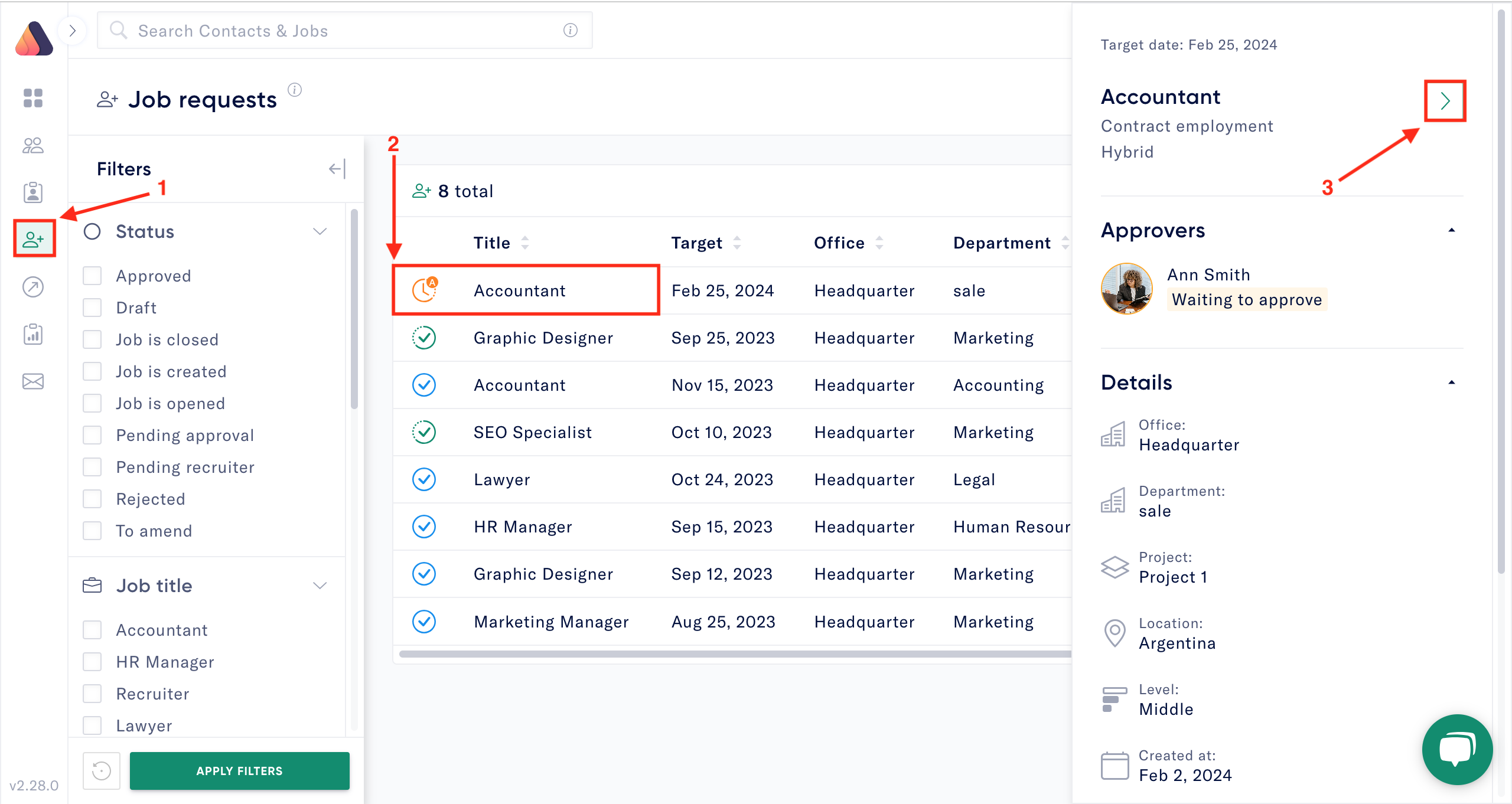 How to approve job requests?