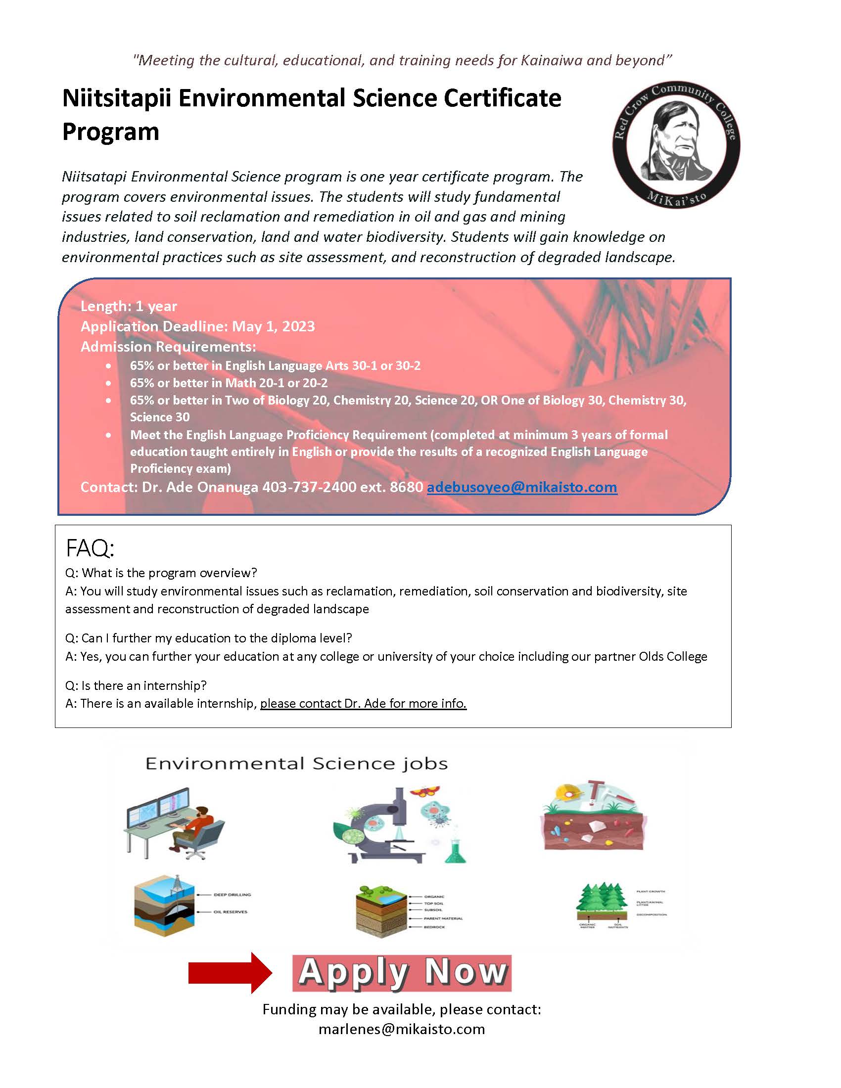 Niitsitapii Environmental Science Certificate Program | News | Red Crow ...