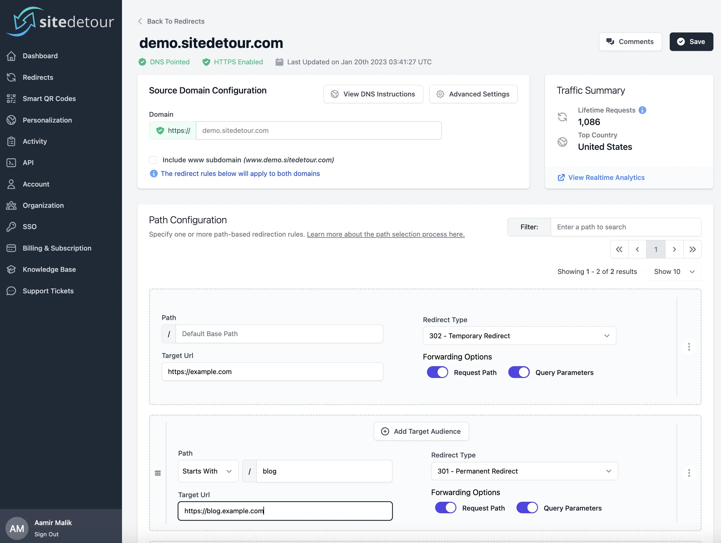 URL Redirect Platform & Dynamic QR Code Hosting Service | SiteDetour