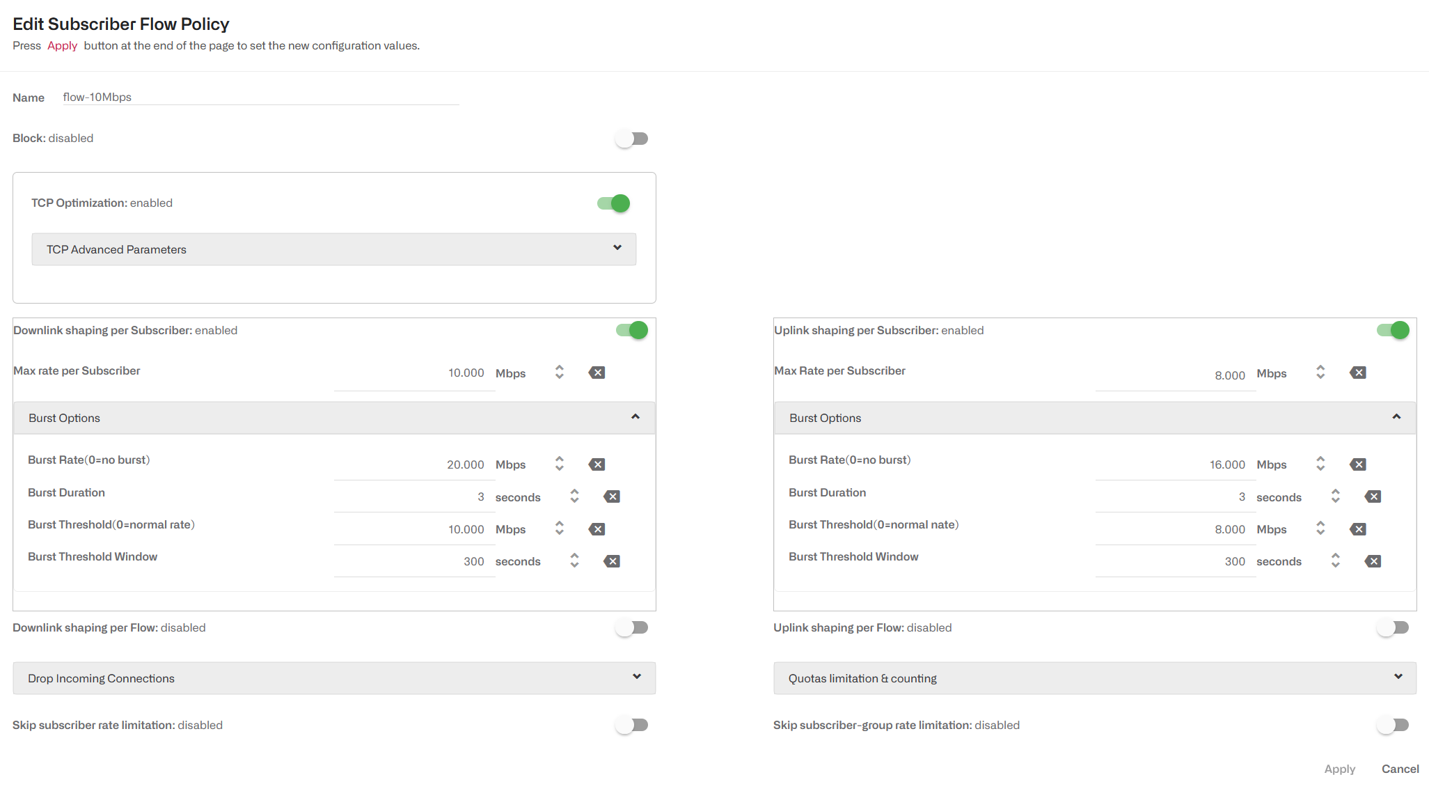 BQN Docs - Políticas configuradas