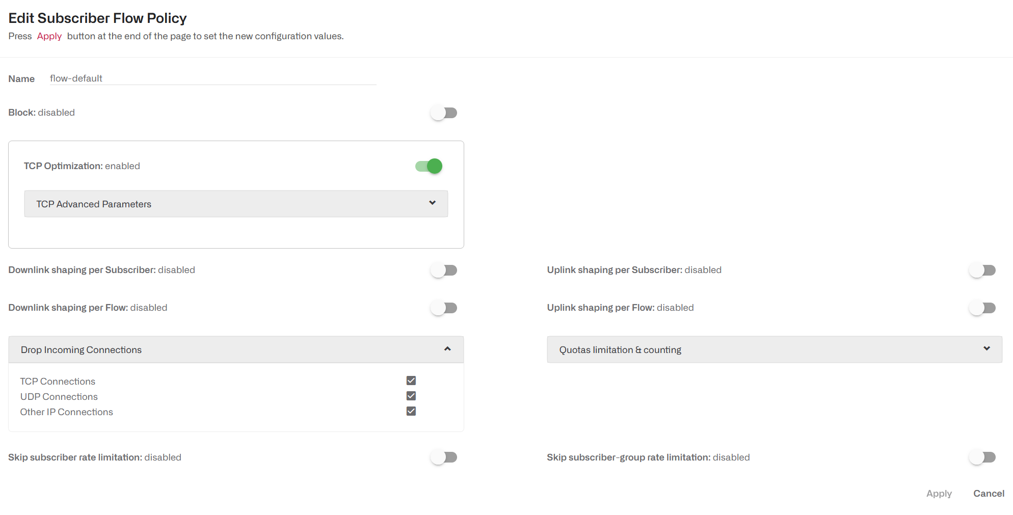 BQN Docs - Políticas configuradas
