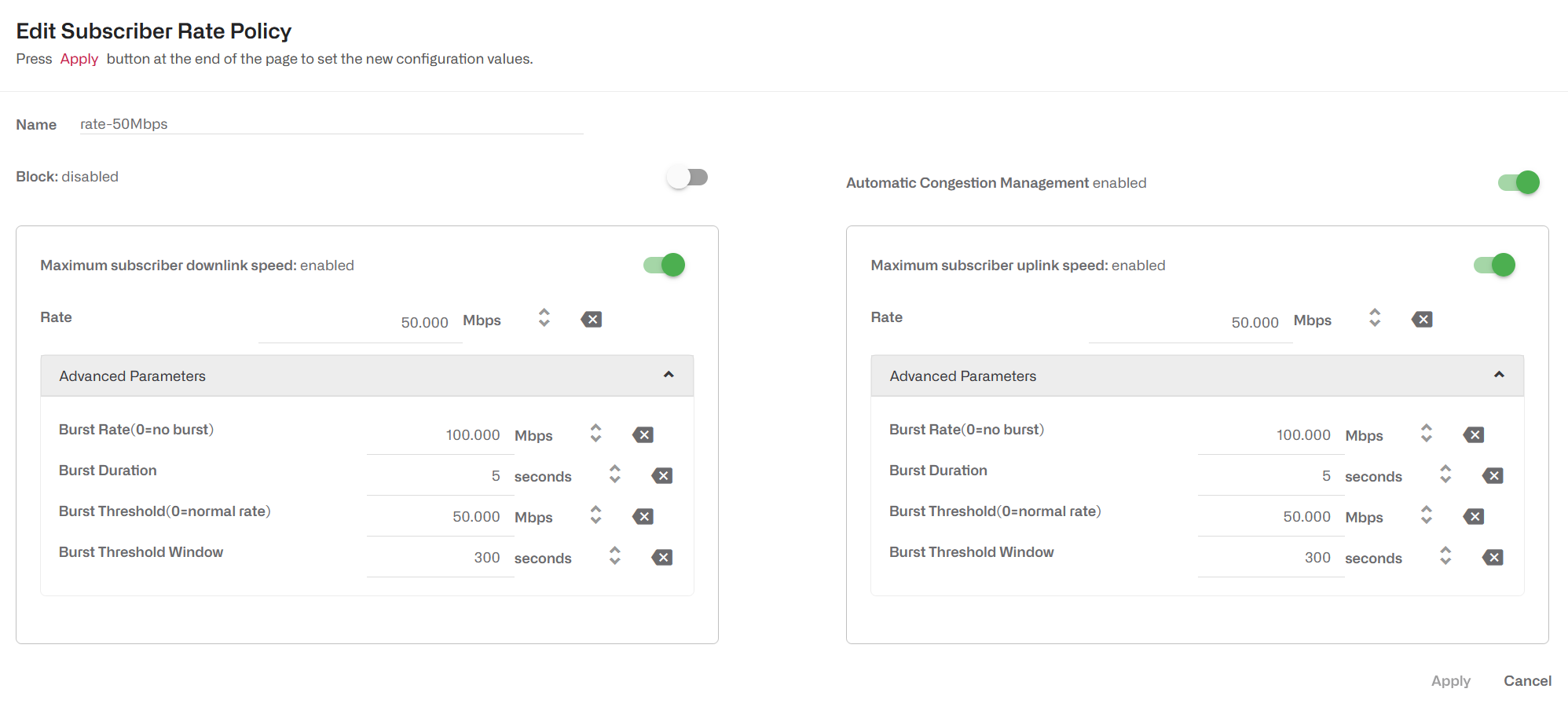 BQN Docs - Políticas configuradas