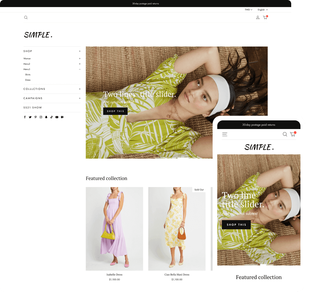 eCommerce Website Design Templates Available | Shopline Singapore