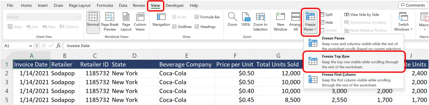 Freeze Rows and Columns in Excel (With Examples)
