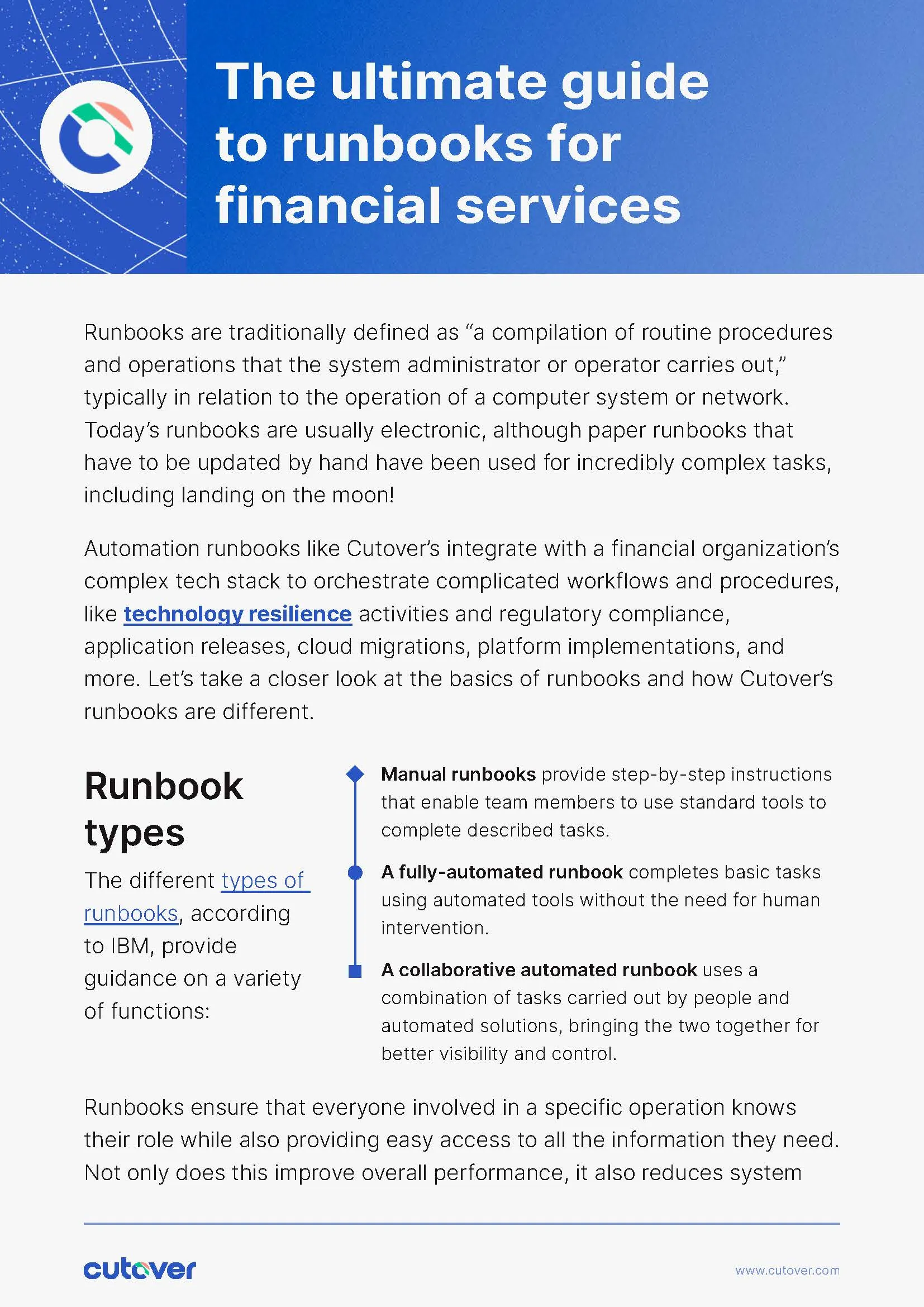 The guide to runbooks for fsi | eGuide | Cutover