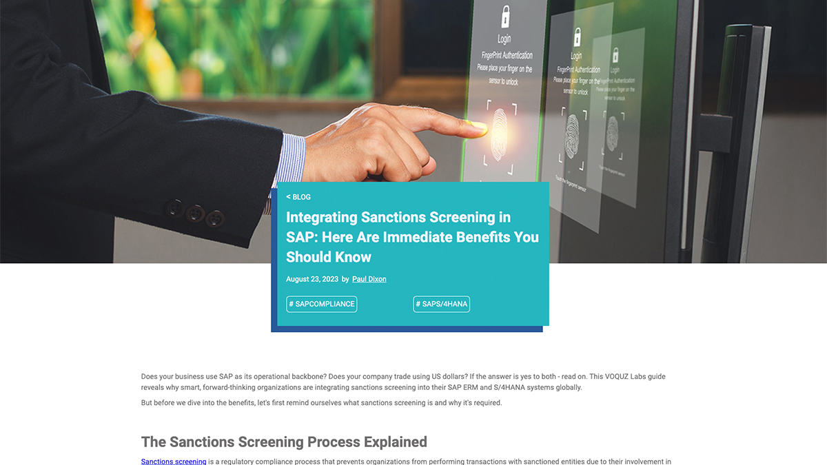 Integrating Sanctions Screening in SAP: Immediate Benefits