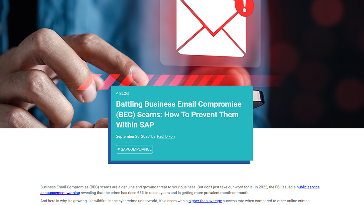 Prevent Business Email Compromise Scams Within SAP