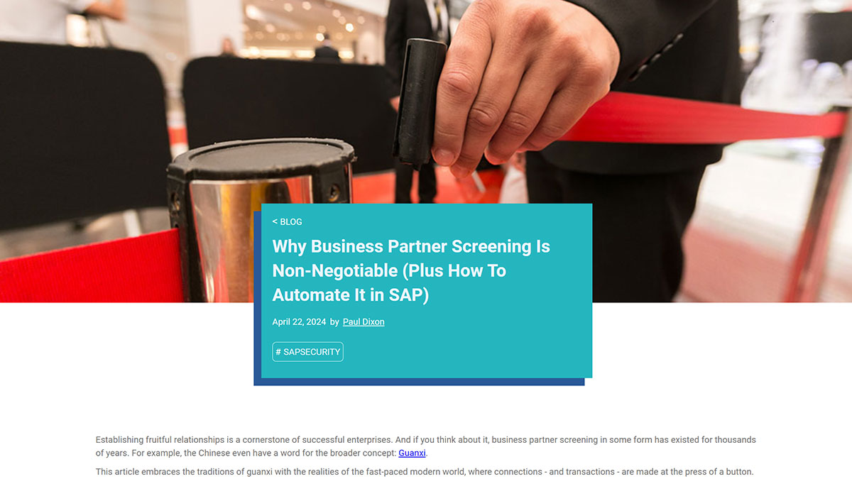 Business Partner Screening Is Non-Negotiable